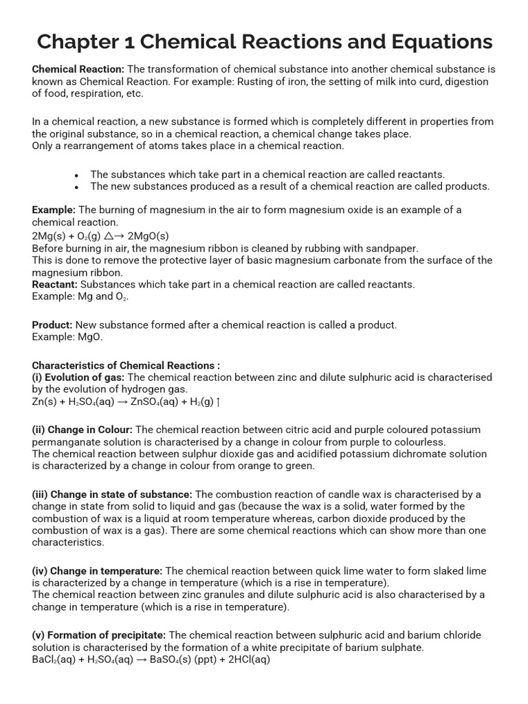 Understanding Chemical Reactions and Equations | PDF | Redox | Chemical ...