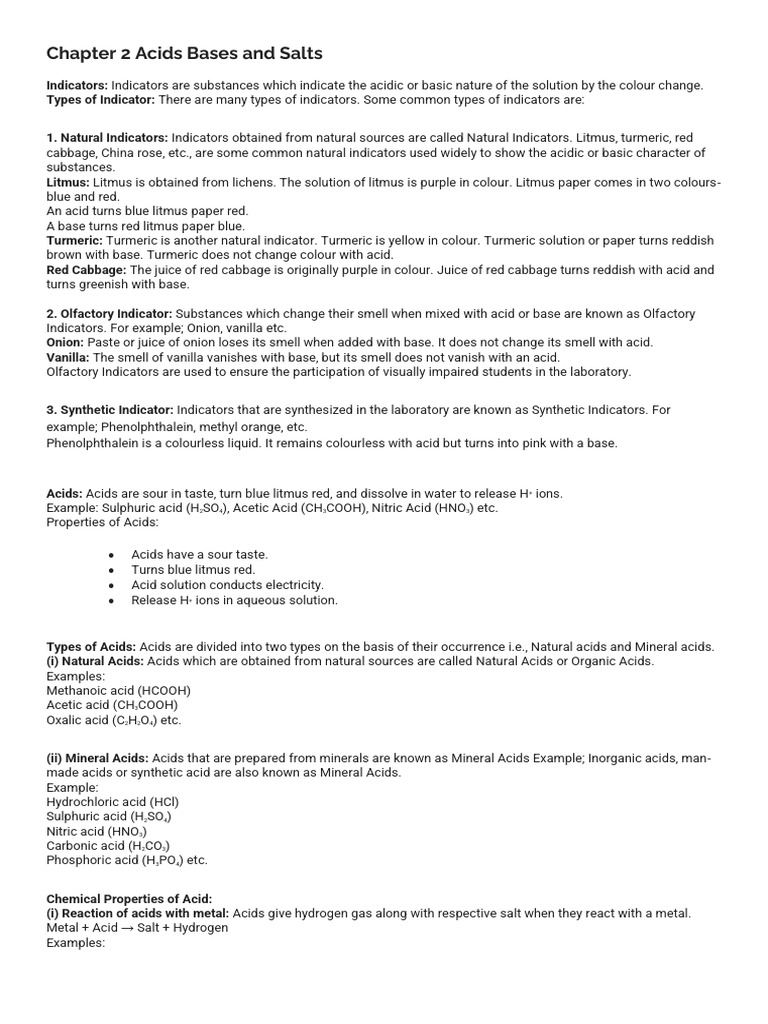Chapter 2 Acids Bases and Salts | PDF | Sodium Bicarbonate | Acid