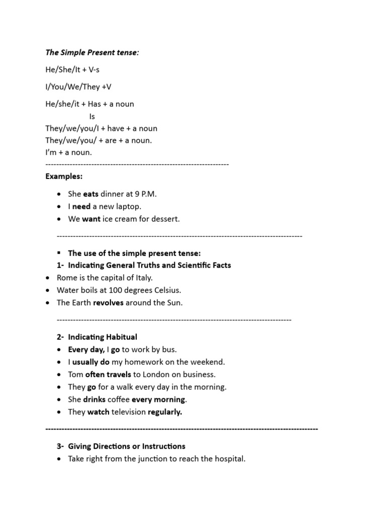 Present Simple Affirmative Overview | PDF | Linguistic Morphology ...