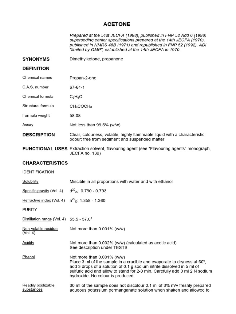 Acetone Purity | PDF | Titration | Chemistry