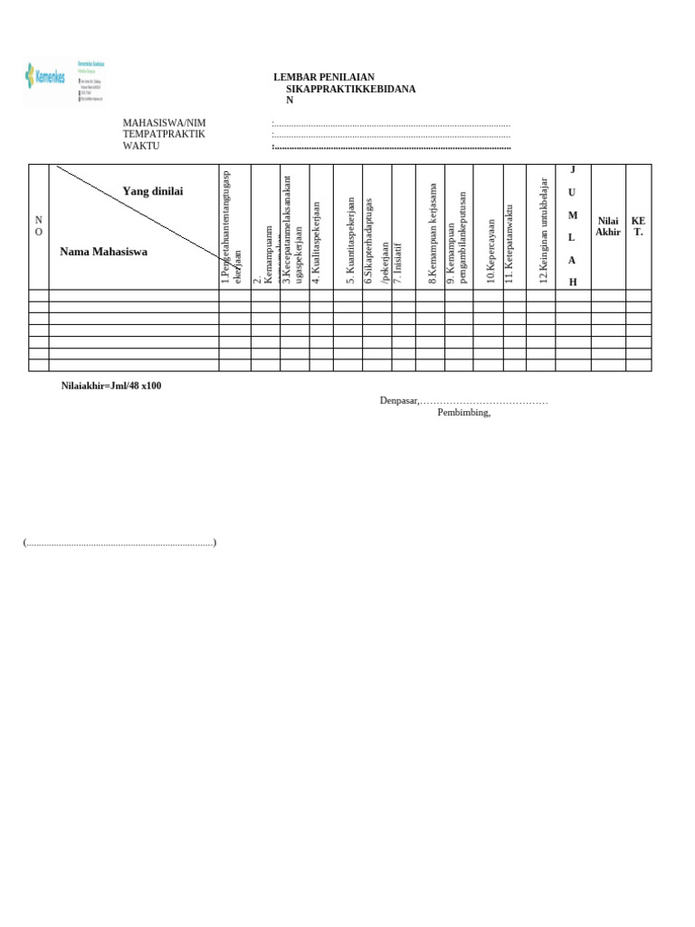 Format Penilaian Sikap (1) | PDF