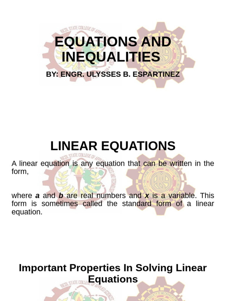 Solving Linear Equations | PDF | Equations | Quadratic Equation