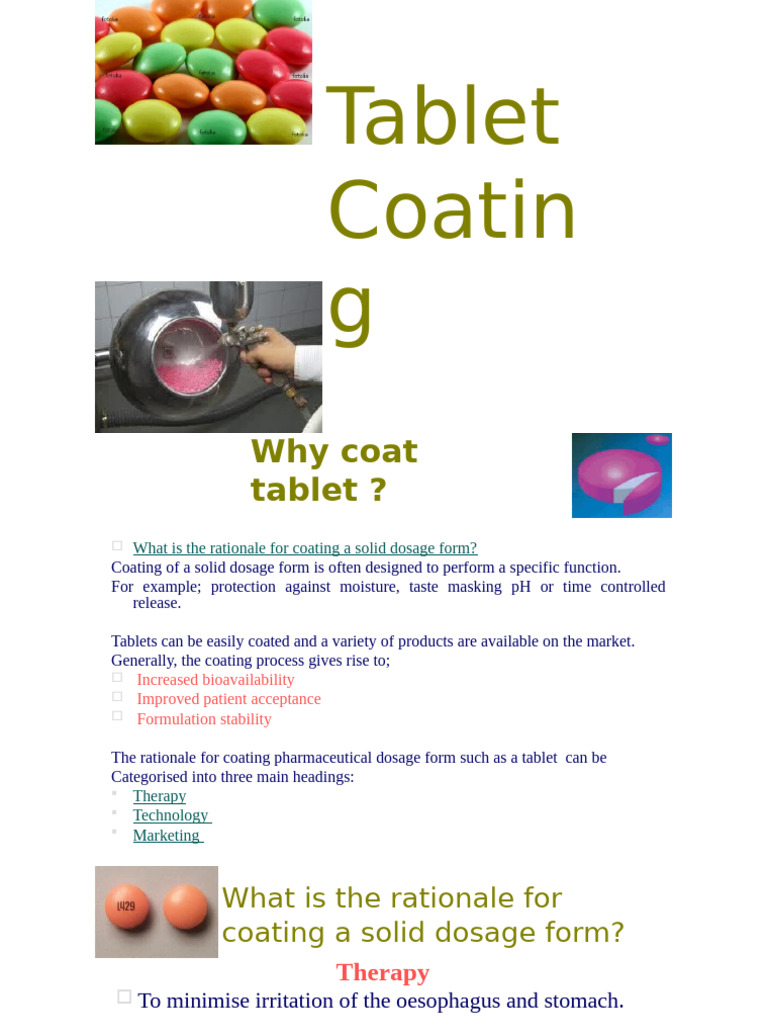 tablet coating | PDF | Tablet (Pharmacy) | Polyethylene Glycol