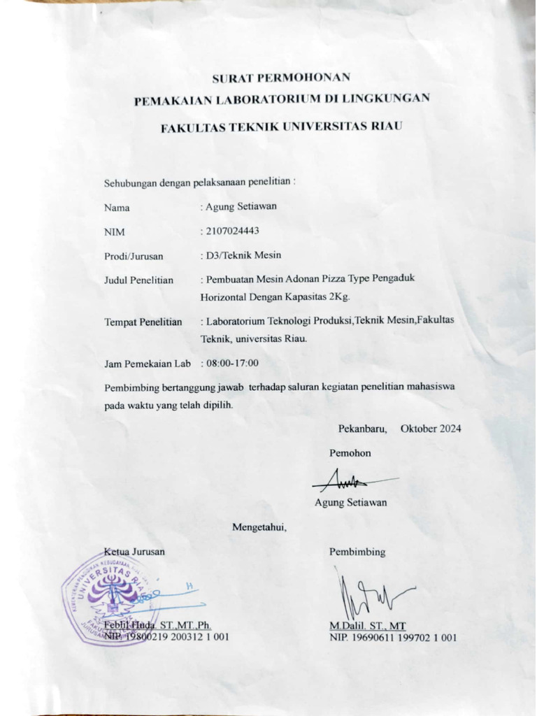 Surat Permohonan Laboratorium | PDF