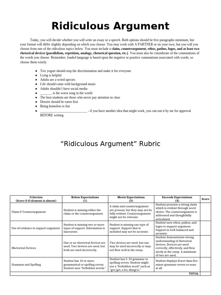 RidiculousArgumentativeEssay-1 | PDF | Essays | Linguistics