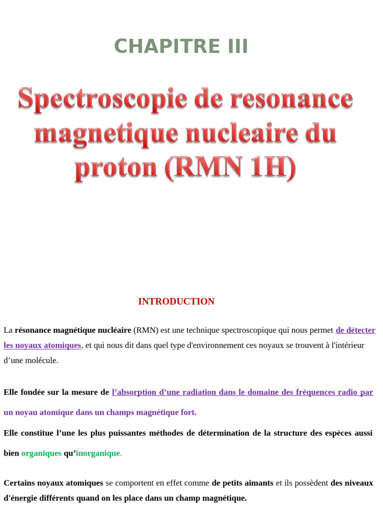 CHAP 4 GMP RMN (1) | PDF | Résonance magnétique nucléaire | Spectroscopie RMN