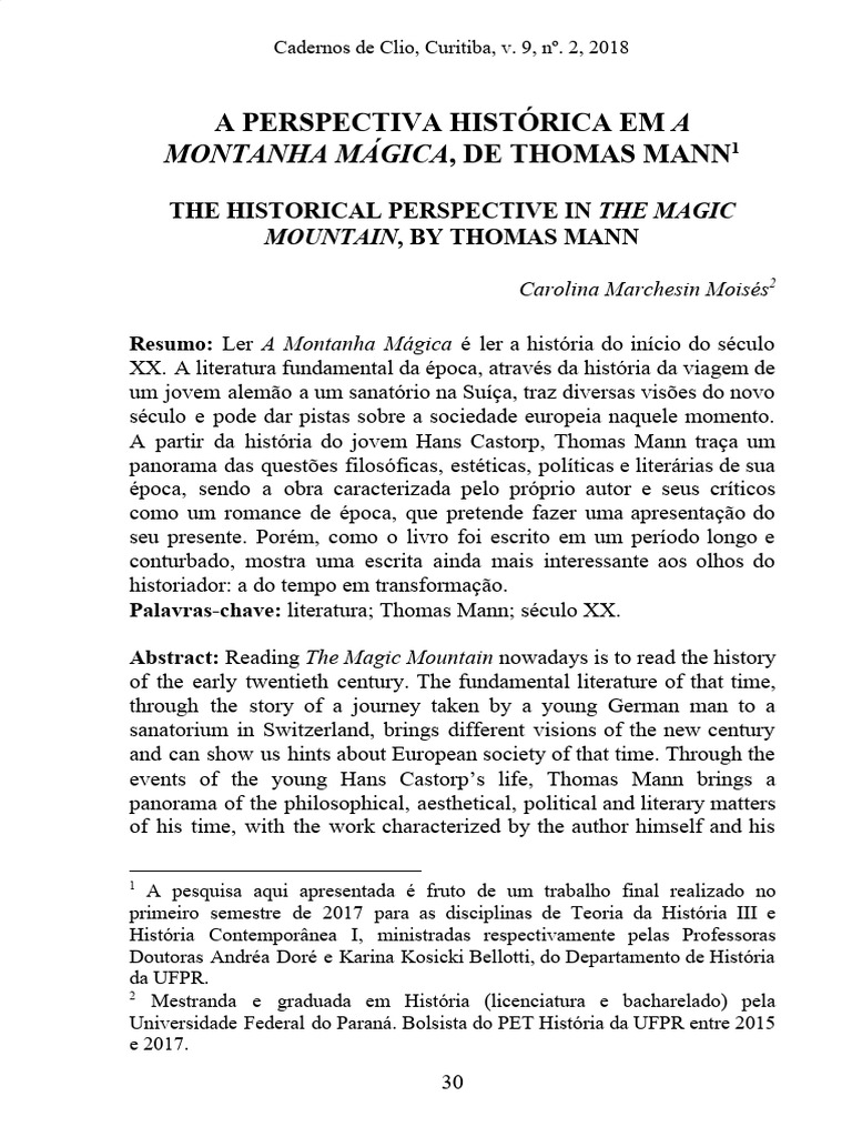 A Perspectiva Histórica em A Montanha Mágica, de Thomas Mann | PDF | Tempo | Mundo ocidental
