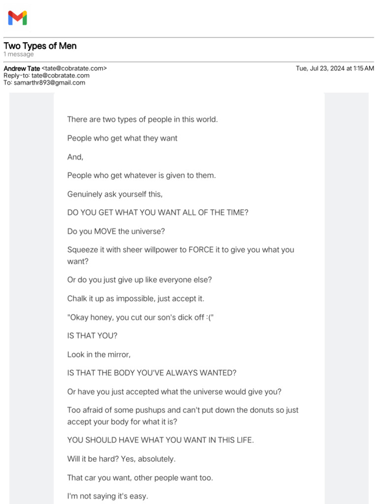 Gmail - Two Types of Men | PDF