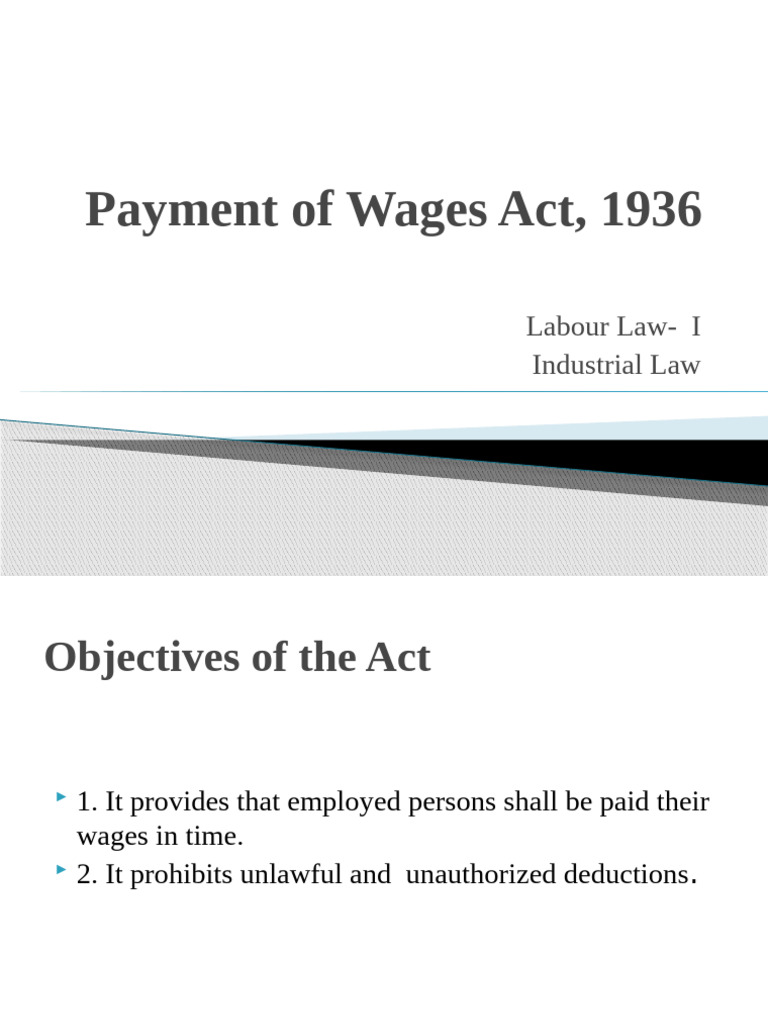 Payment of Wages Act, 1936 | PDF | Wage | Labour Law