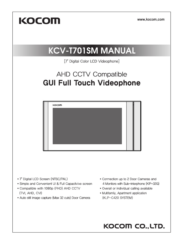 KOCOM KCV-T701SM Manual_Eng (MERDOUD Fatah) | PDF