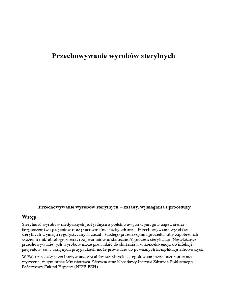 Przechowywanie Wyrobów Sterylnych | PDF