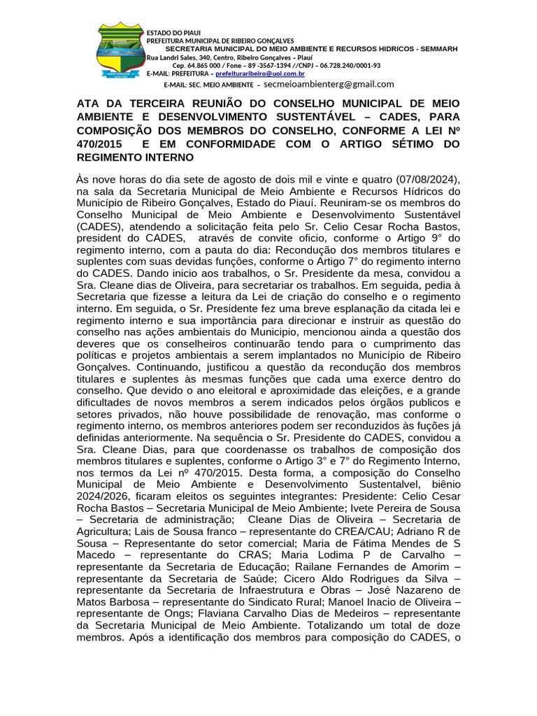 Ata da Reunião do CADES 2024-2026 | PDF