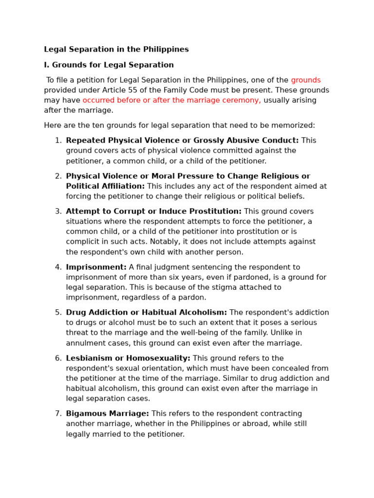 Legal Separation in The Philippines | PDF | Marriage | Child Custody