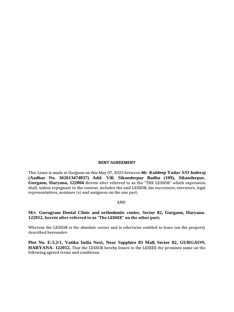 RENT AGREEMENT | PDF | Lease | Renting