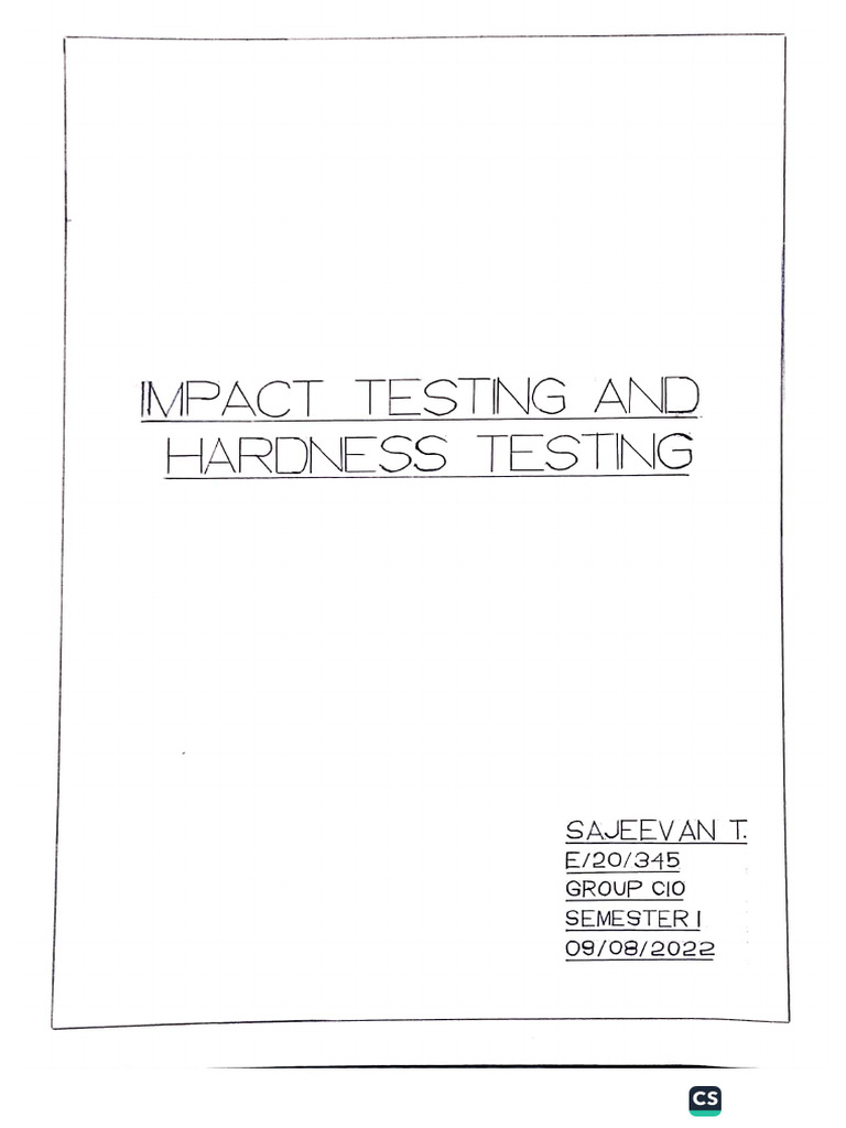Impact Testing and Hardness Testing E - 20 - 345 | PDF
