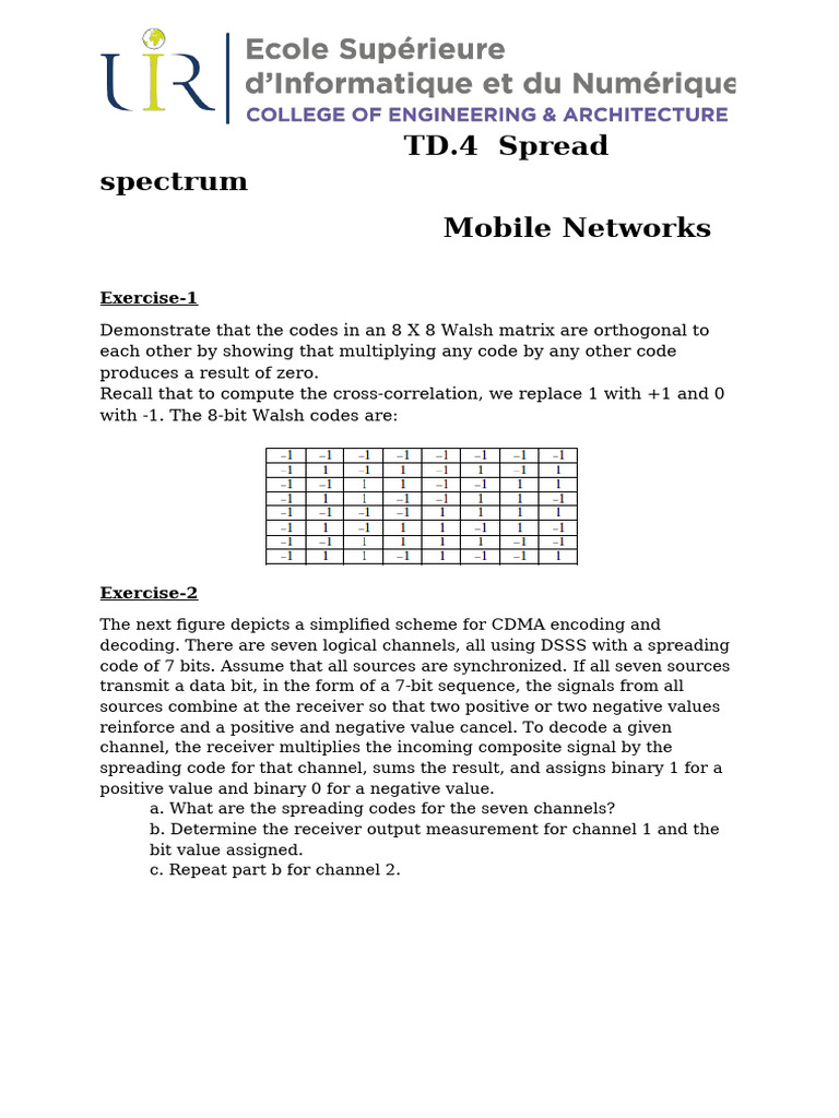 TD4 Mobile Networks Fall 2021 | PDF | Electrical Engineering | Telecommunications Engineering
