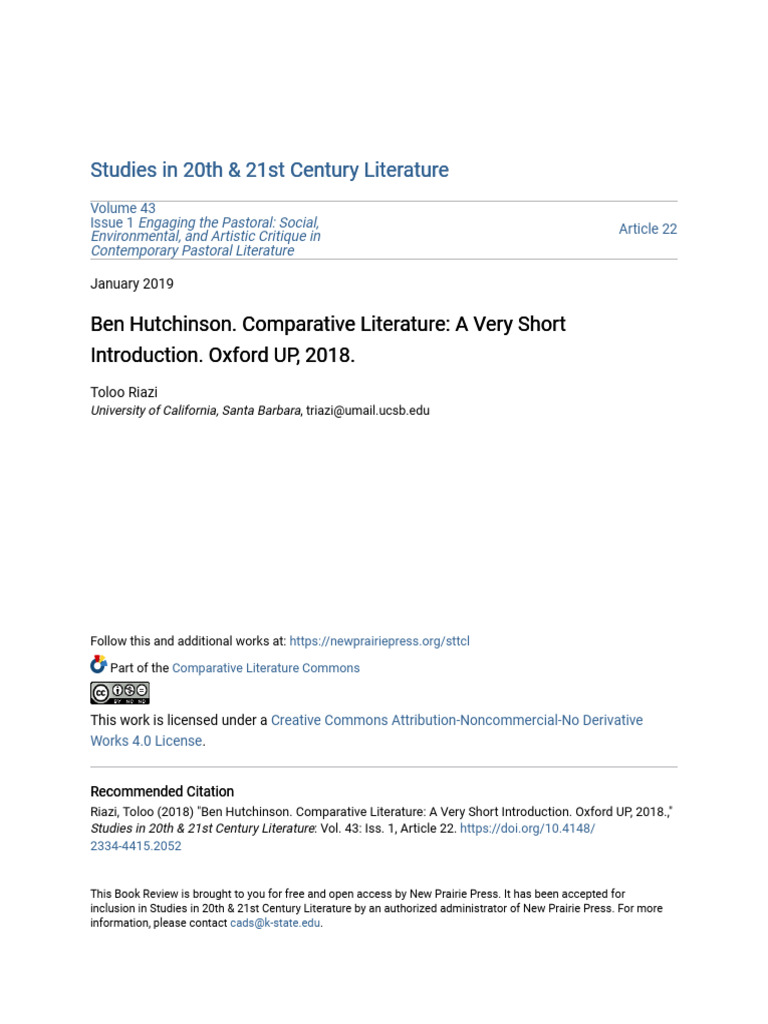 Review of Comparative Literature A Very Short Introduction | PDF | Humanities | Critical Thinking