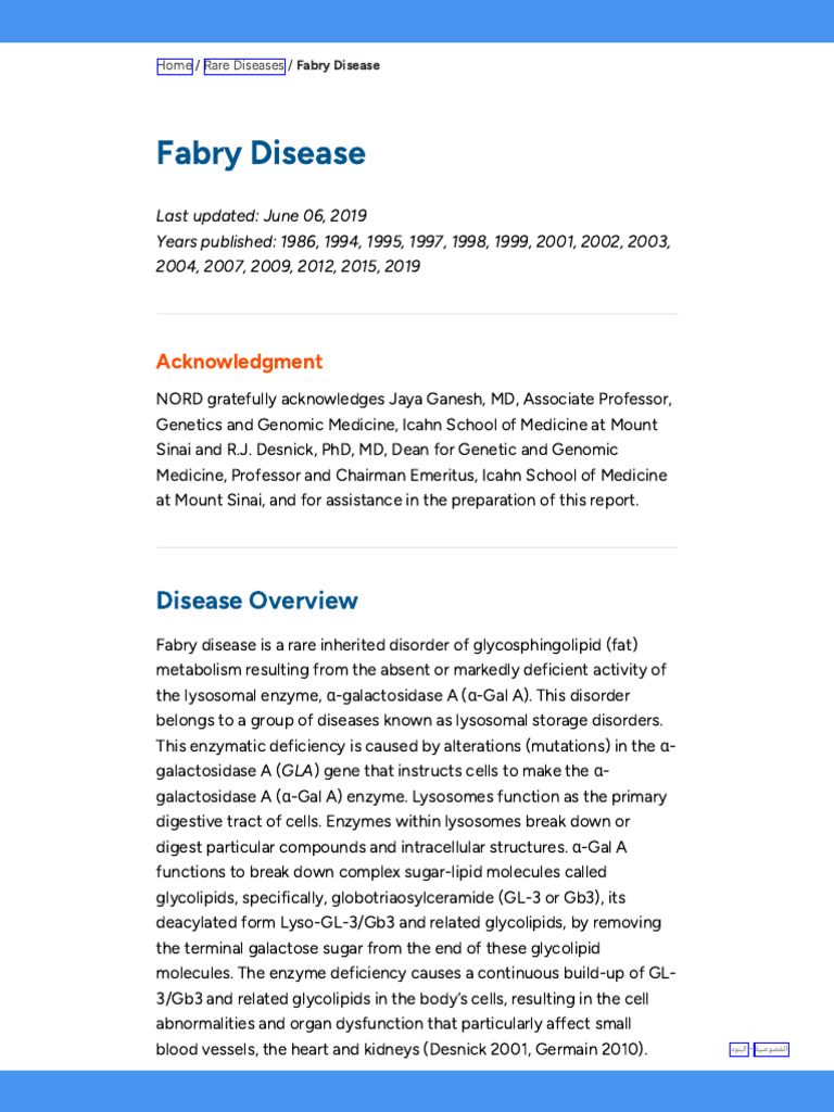 Overview of Fabry Disease Symptoms | PDF | Clinical Medicine | Medicine