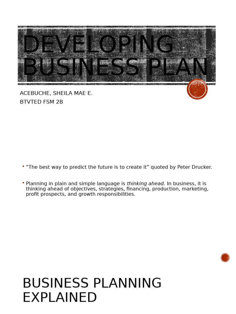 Developing Business Plan | PDF | Marketing | Goal