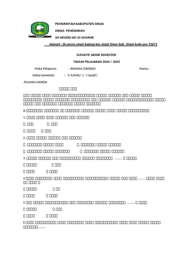 Bhs Daerah Kls 5 | PDF