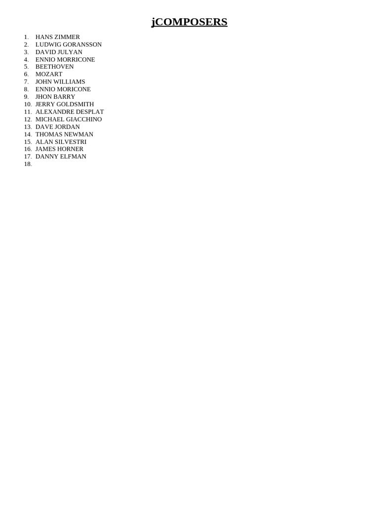Top Film Composers List | PDF