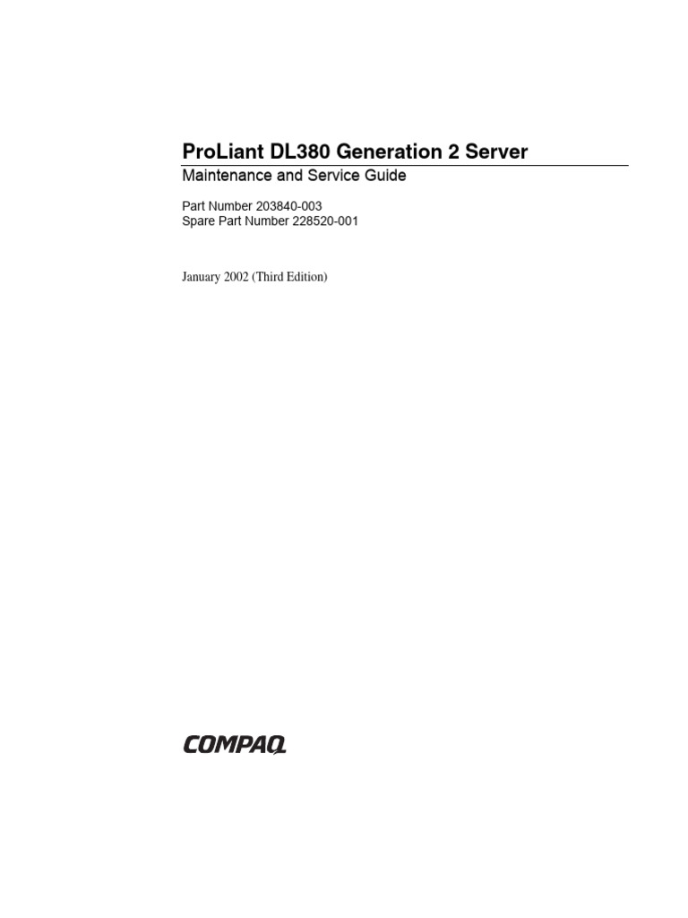 135841-HP PROLIANT DL380 G2 Service Maintenance Guide | PDF ...