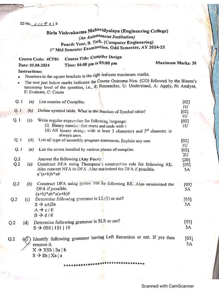 7th Sem (Mid 1 & Mid 2) 2024 | PDF