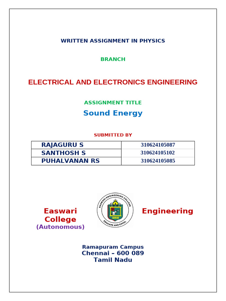 Physics assignment eec | PDF | Sound | Frequency
