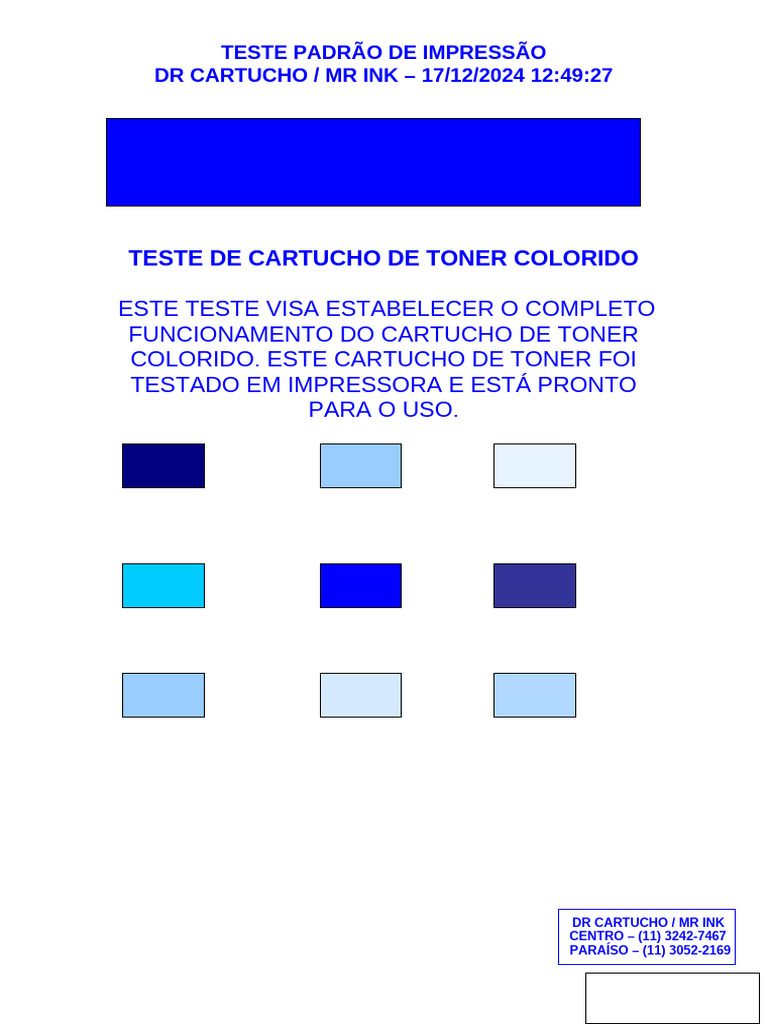 Teste de Impressão de Cartucho Colorido | PDF
