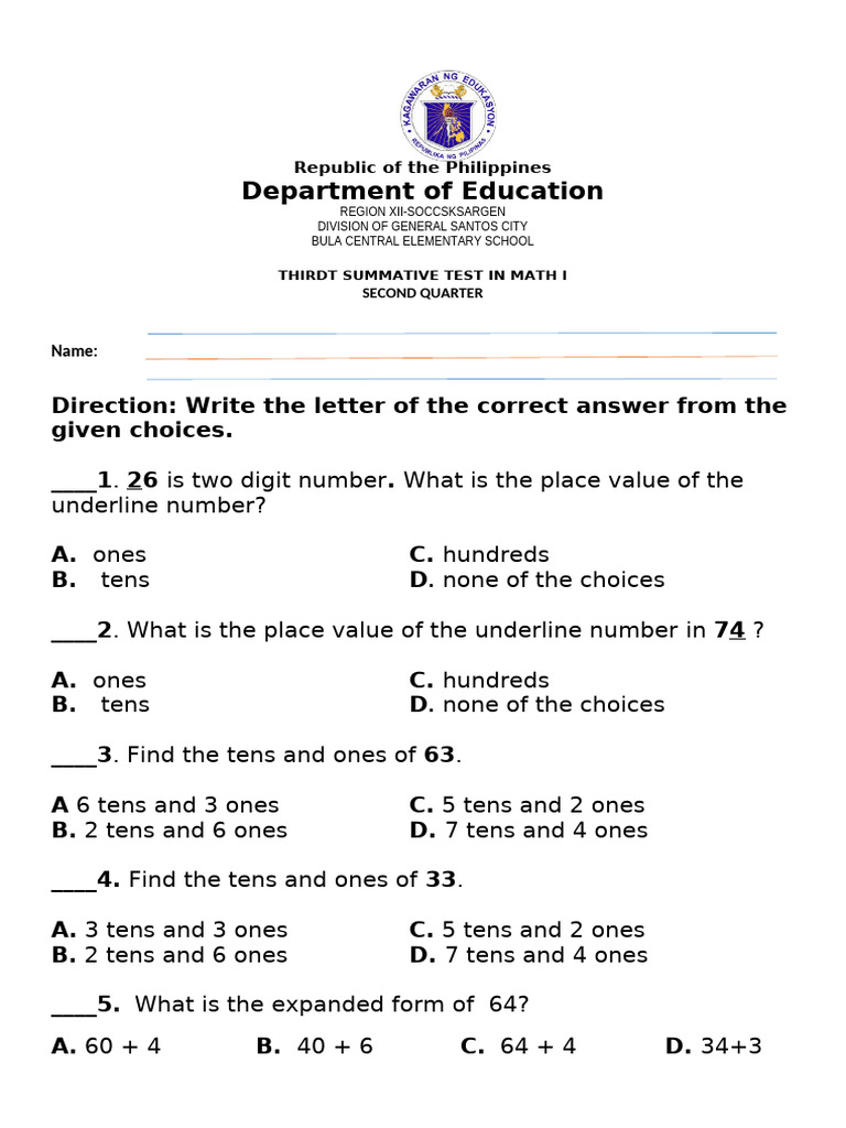 3 rdSUMM IN MATH in 2nd Quarter | PDF | Summation | Mathematics