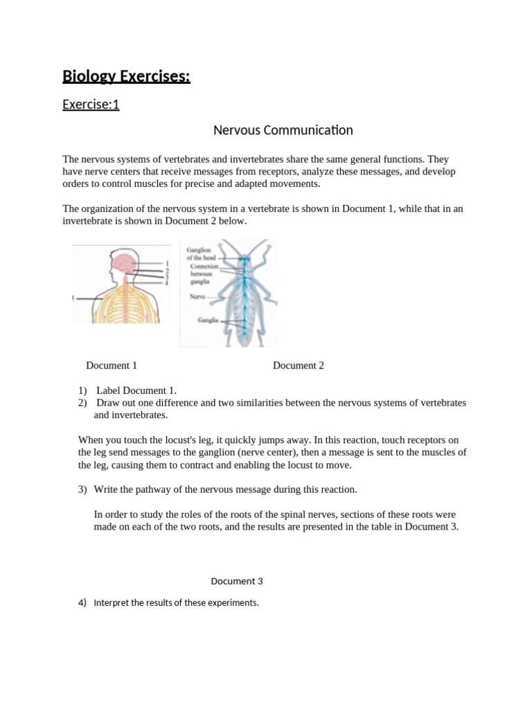 Biology Exercises | PDF