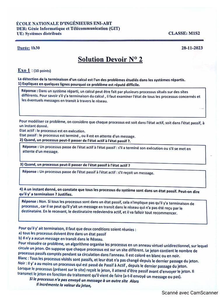 Correction Du Devoir N°2 de Systèmes Distribués | PDF