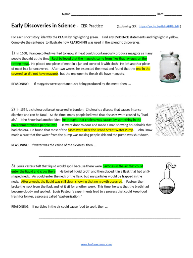 Early Discoveries in Science - CER Practice (004) | PDF | Microorganism ...