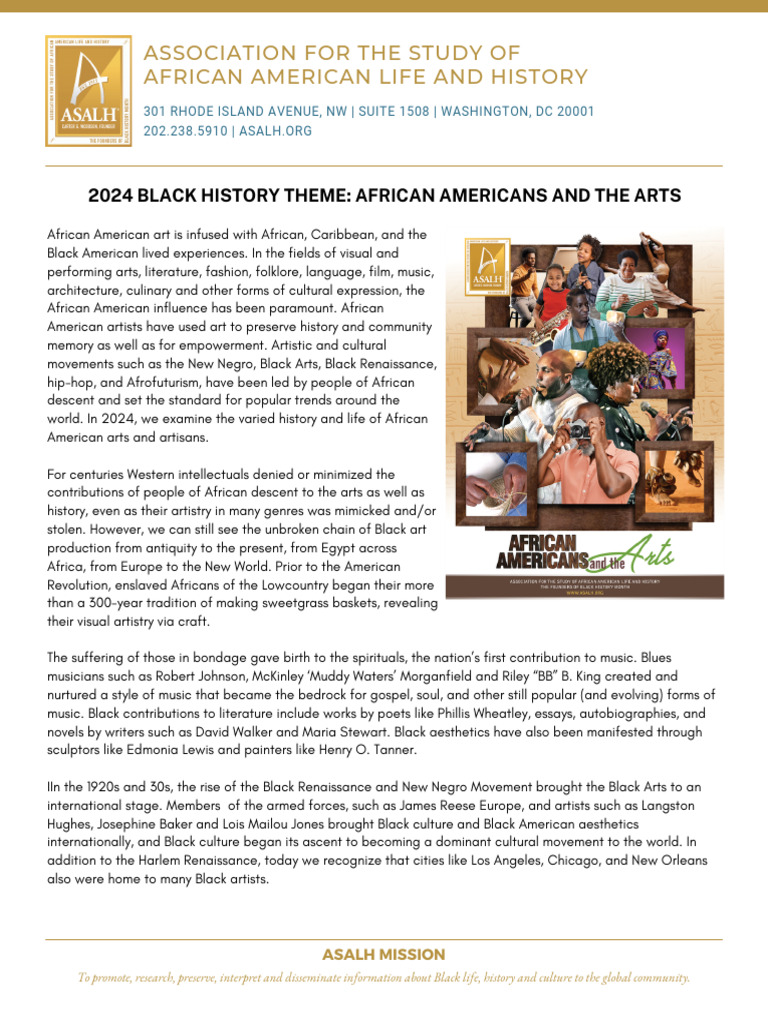 2024 Black History Theme African Americans and The Arts | PDF