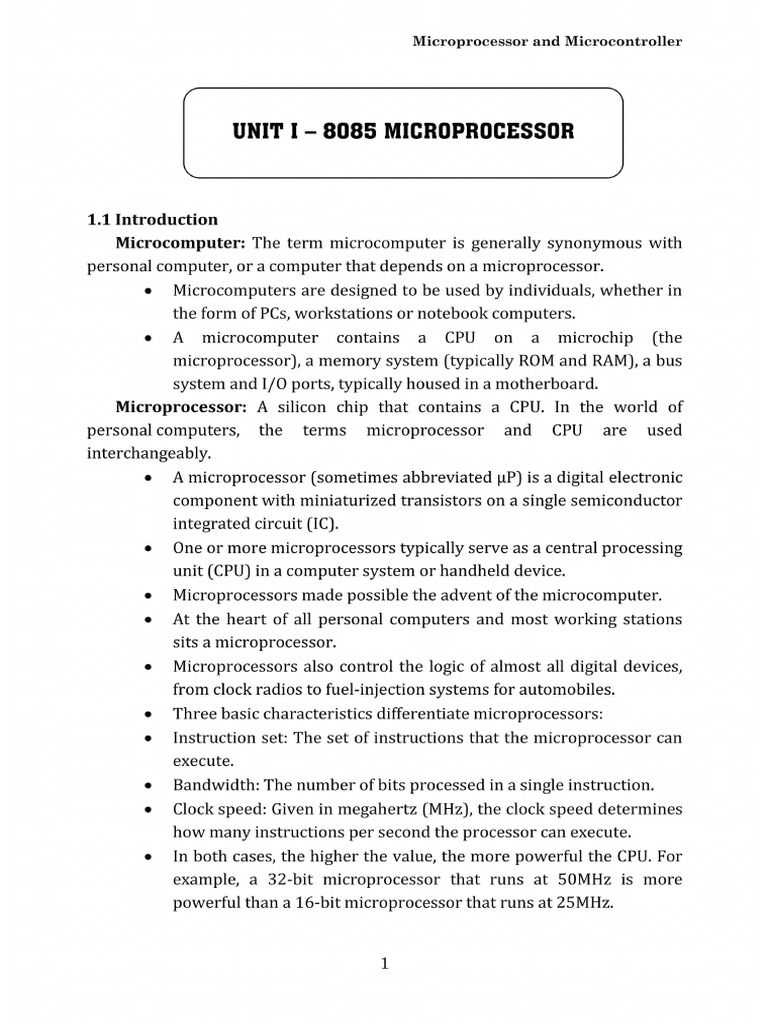 Microprocessors and Microcontrollers | PDF