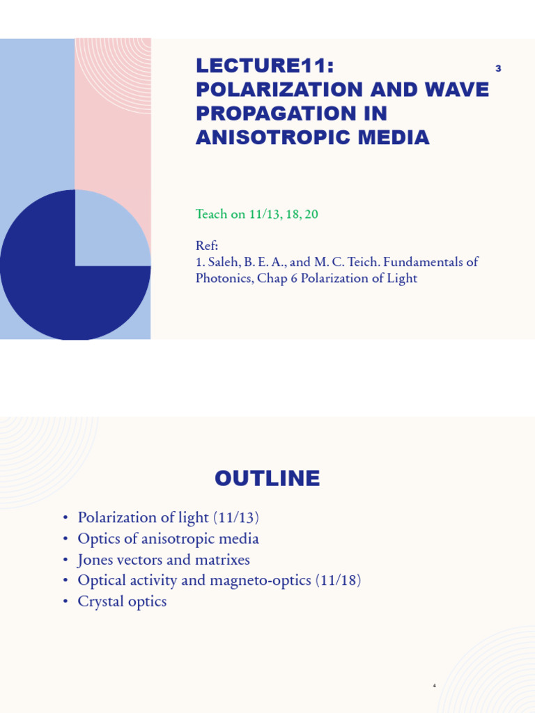 113A - PhotonicsII - Lecture11 - Polarization and Anisotrpic Media2 | PDF | Polarization (Waves ...