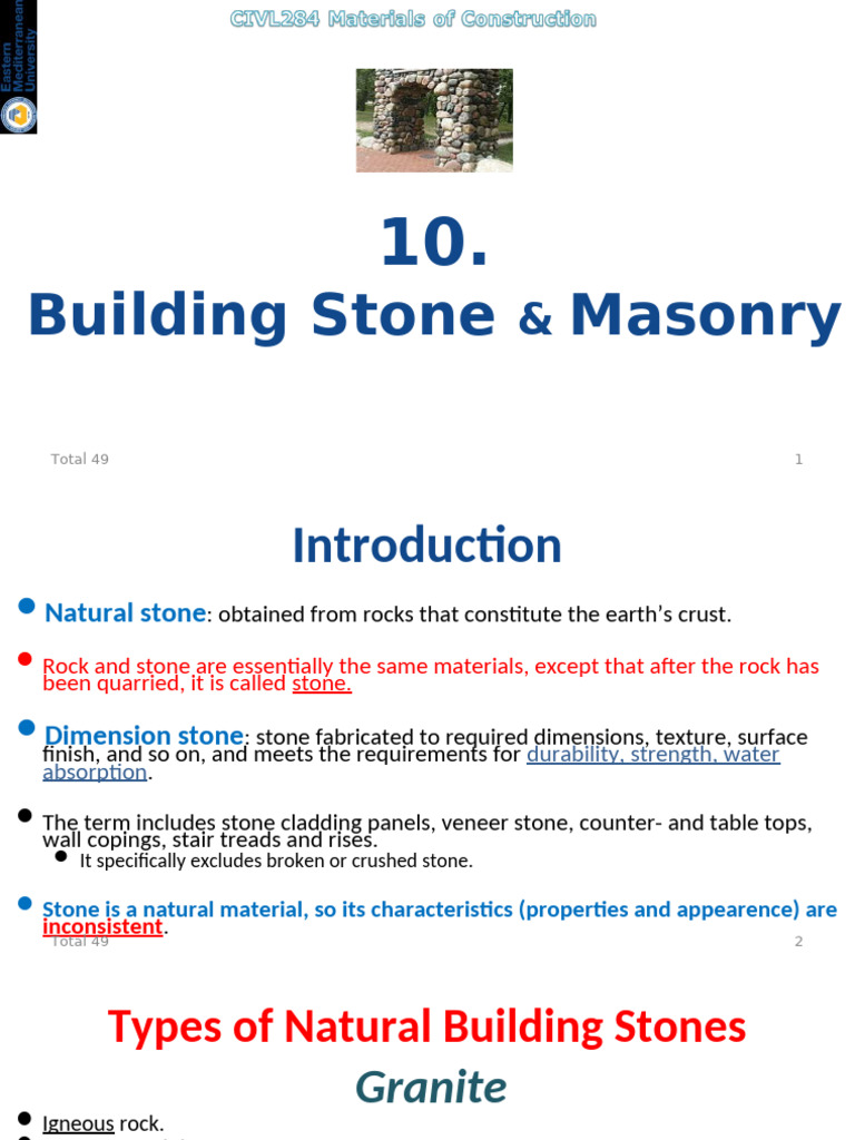 10 Building Stones Masonry | PDF | Masonry | Rock (Geology)