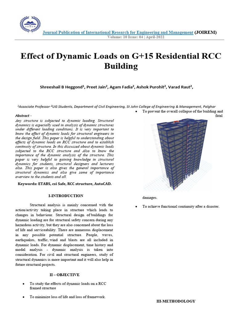 Effect of Dynamic Loads On G+15 Residential RCC Building | PDF | Structural Analysis ...