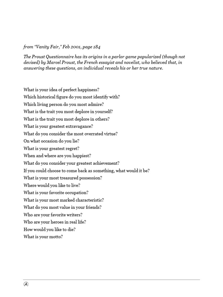 Reference Proust Questionaire r | PDF