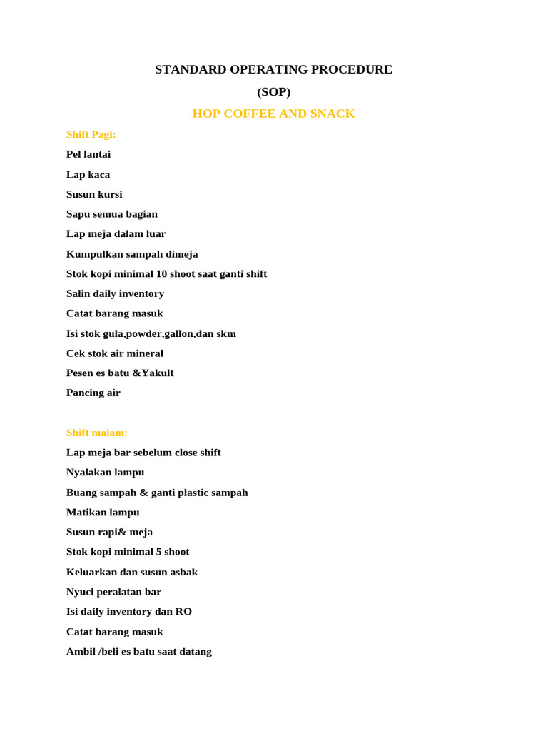 STANDARD OPERATING PROCEDURE | PDF