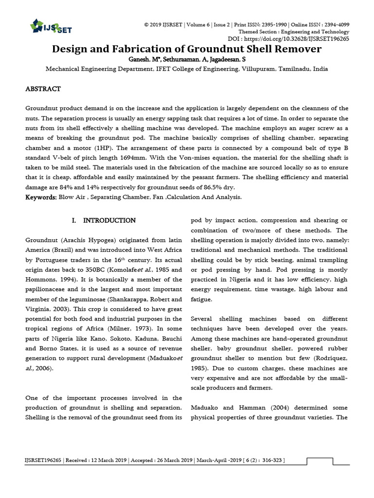 Project Study Shelling | PDF | Belt (Mechanical) | Peanuts