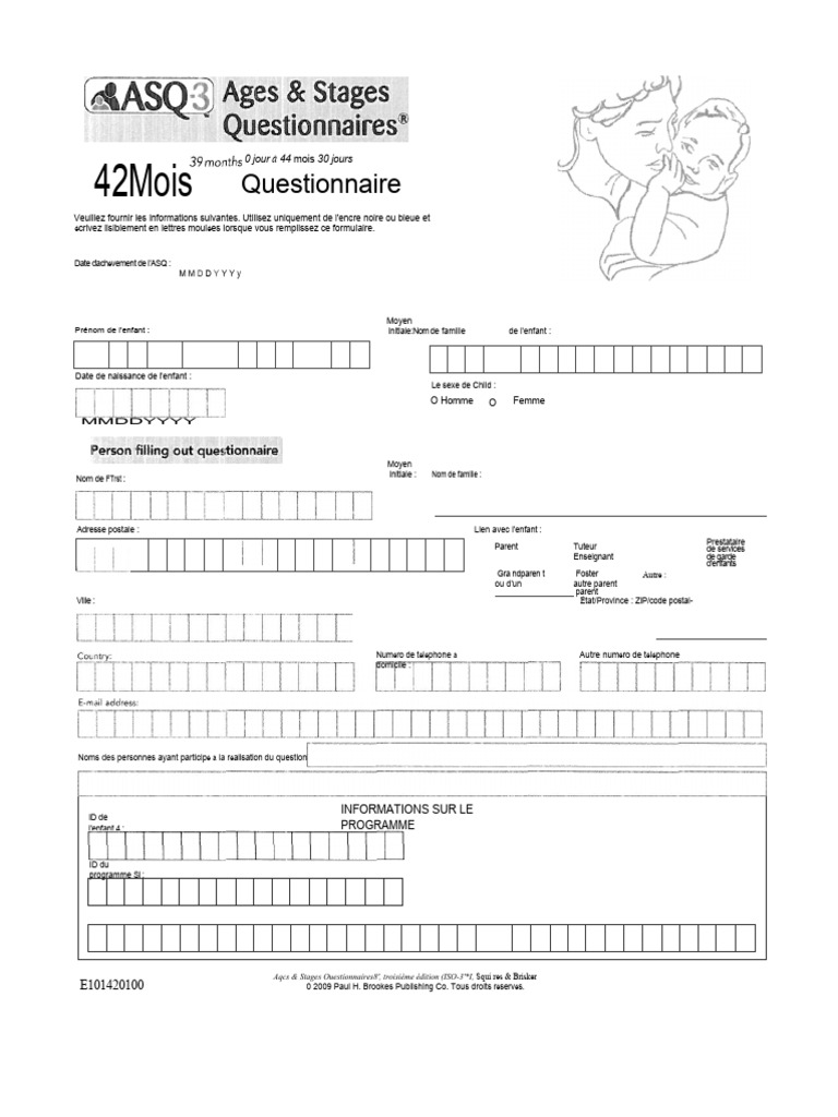 ASQ 3 42 Months (Français) | PDF