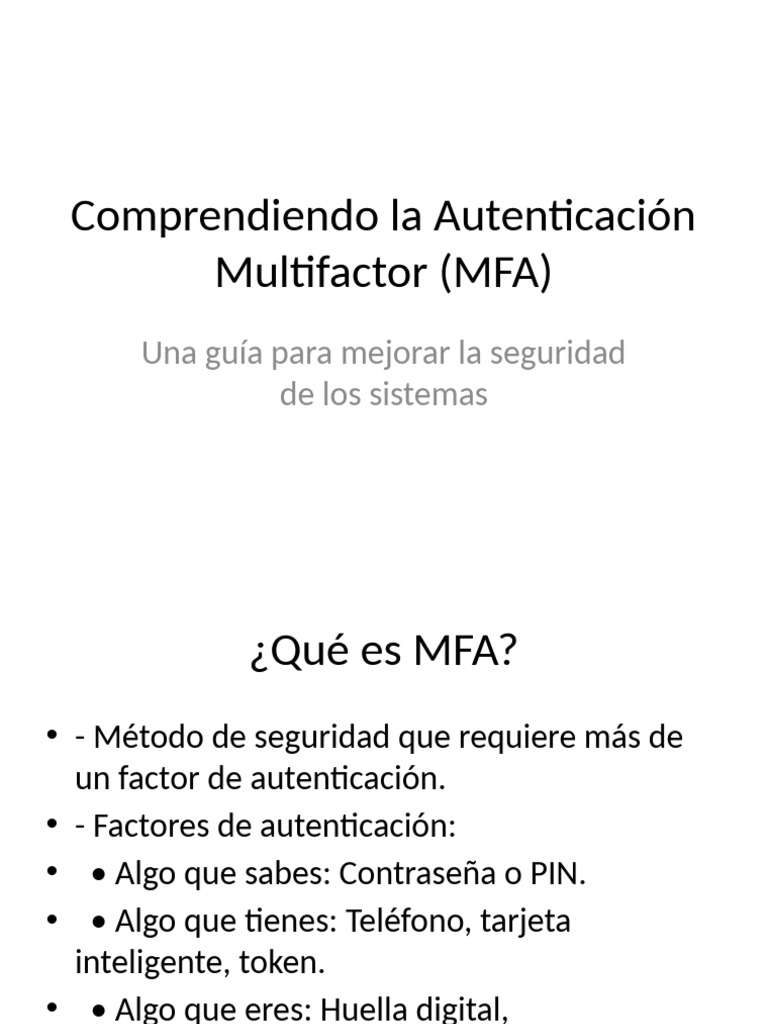 Autenticacion Multifactor MFA | PDF