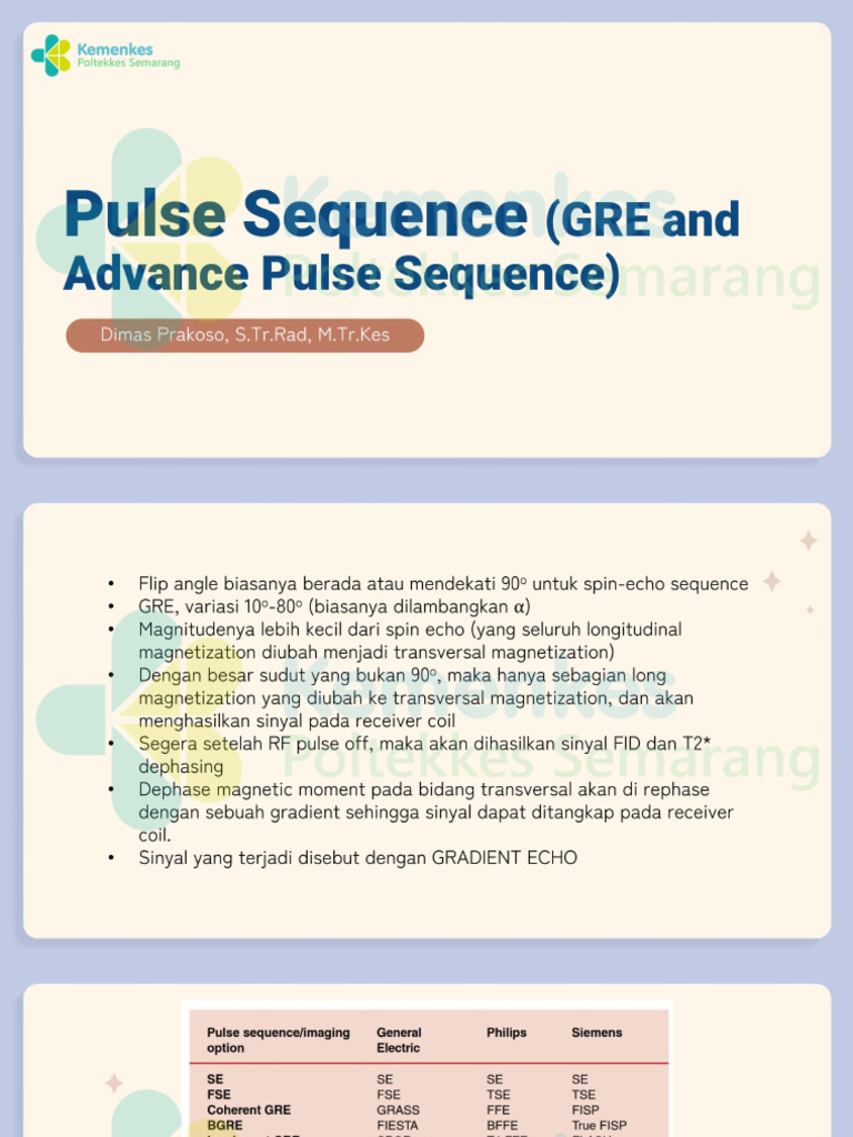 Pulse Sequence (GRE and Advance Pulse Sequence) (1) | PDF Pulse Sequence (GRE and Advance Pulse Sequence) (1) | PDF
