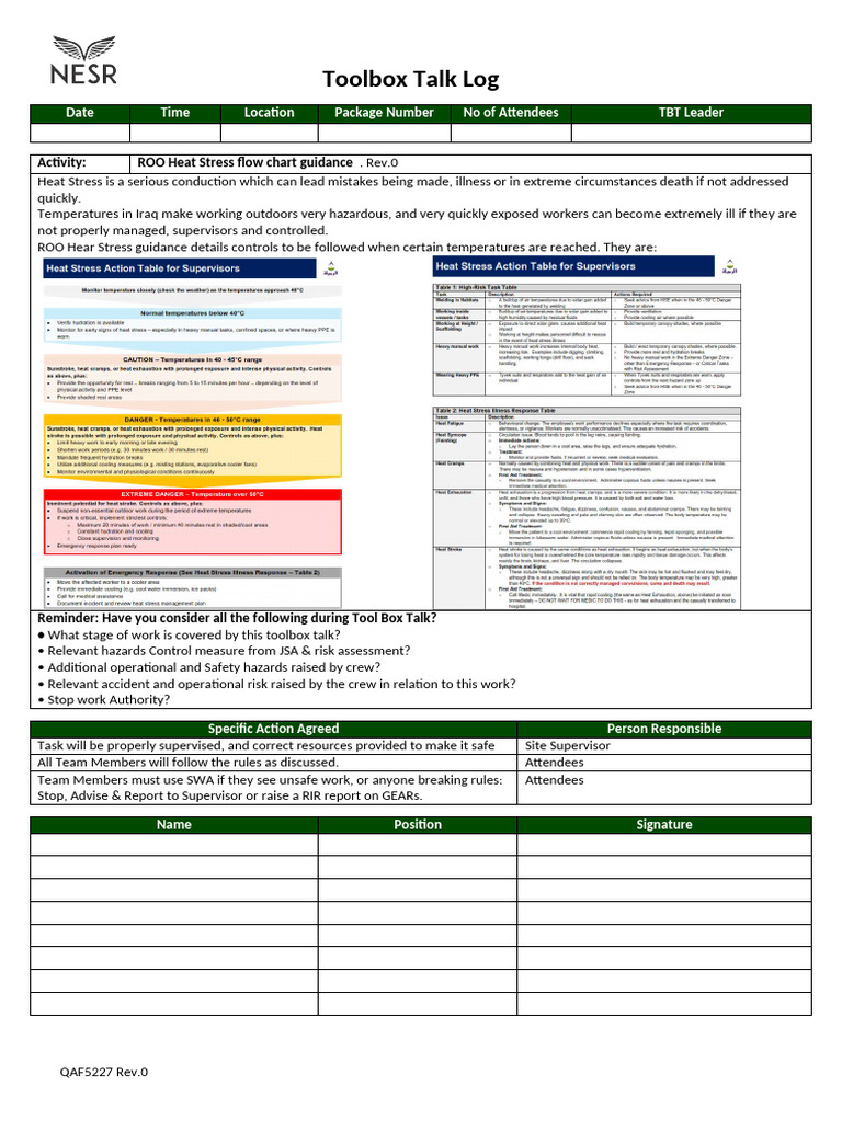TBT - Heat Stress Flowchart - ROO | PDF