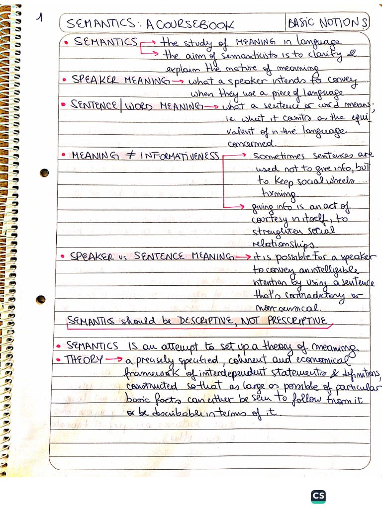 Semantics A Coursebook - Summary (Sergio Rodriguez) | PDF