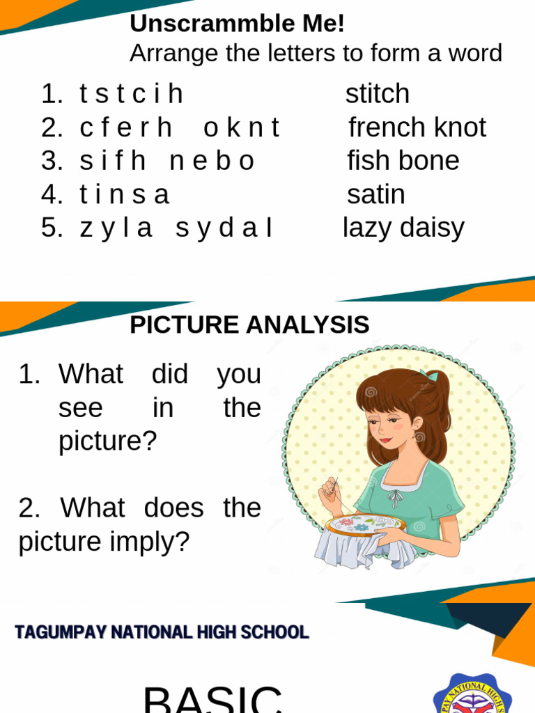 Week 4 Tle Grade 9 PPT Ellera Day 2 | PDF | Embroidery | Surgical Suture
