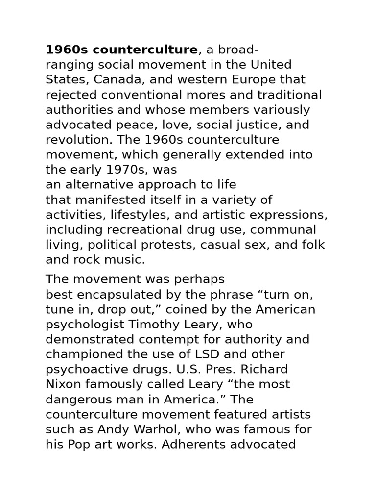 60s counterculture | PDF | Hippie | Counterculture