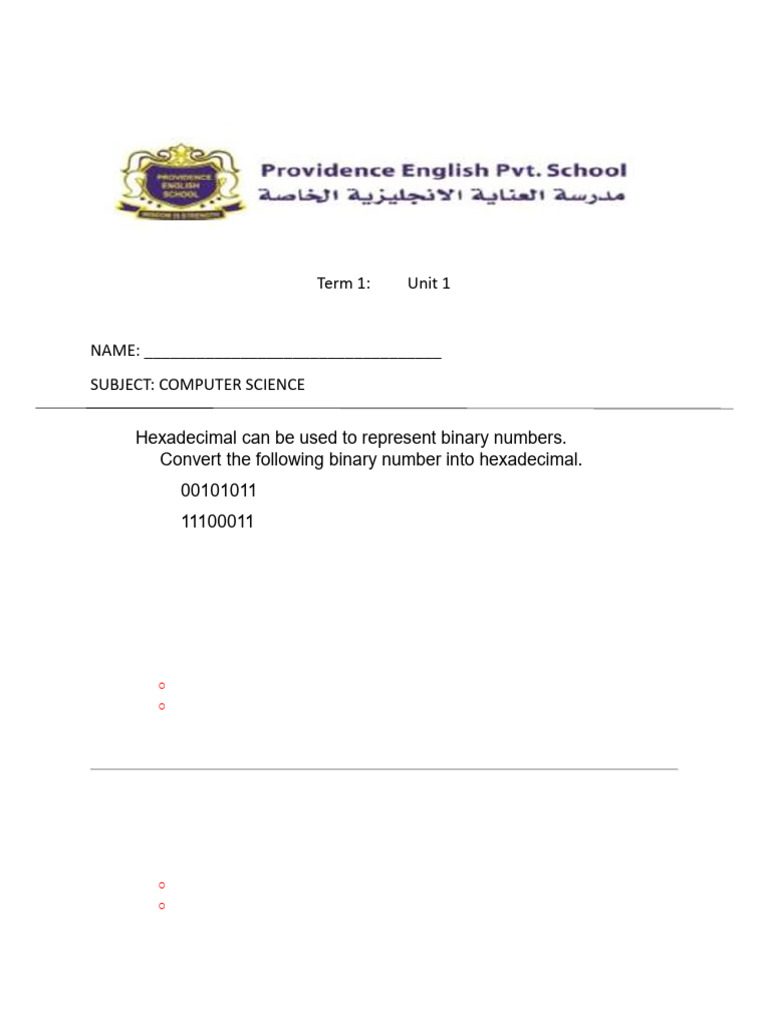 Unit 1 Worksheet Answerkey | PDF | Bit | Computing