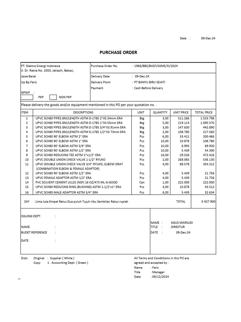 PO PT. Elektra Sinergi Indonesia | PDF | Amorphous Solid | Plastic PO PT. Elektra Sinergi Indonesia | PDF | Amorphous Solid | Plastic